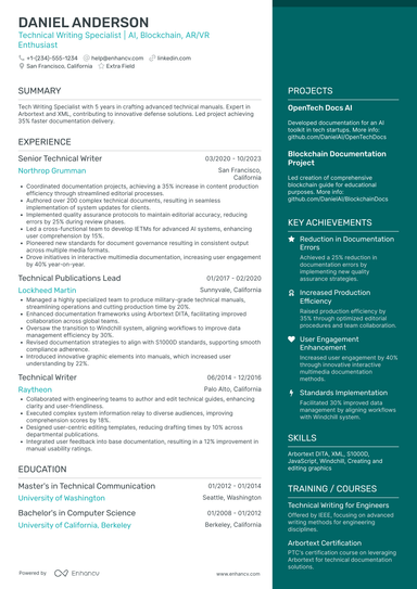 21 Technical Writer Resume Examples & Guide for 2025