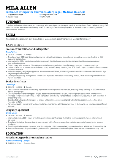 23 Translator Resume Examples & Guide for 2025