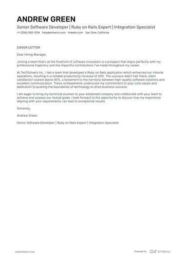 24 Professional Web Developer Cover Letter Examples and Template for ...