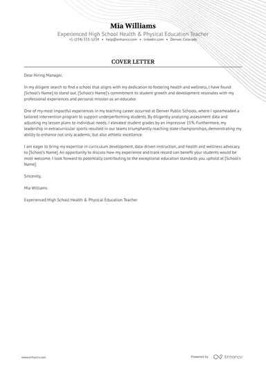 7 Professional Physical Education Teacher Cover Letter Examples and ...