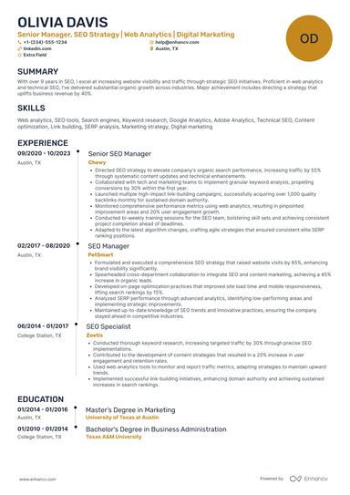 12 SEO Manager Resume Examples & Guide for 2025