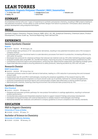 22 Chemist Resume Examples That Got Jobs for 2025