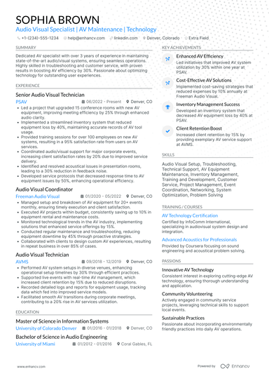 20 Audio Engineer Resume Examples & Guide for 2025