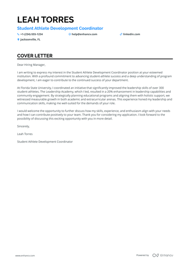 7 Professional Athlete Cover Letter Examples and Template for 2025 ...