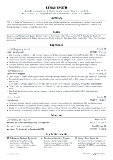 27 Housekeeper Resume Examples & Guide for 2025