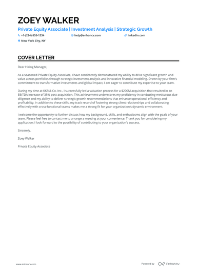 5 Professional Private Equity Cover Letter Examples and Template for ...