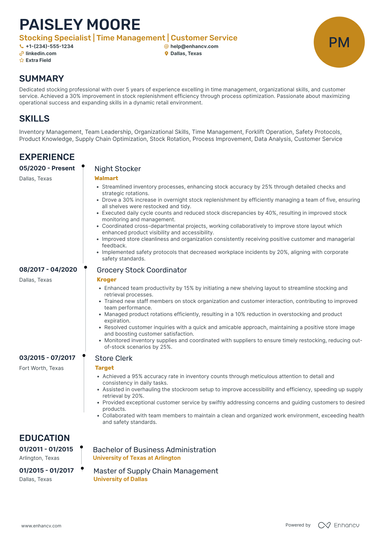 25 Stocker Resume Examples That Got Jobs for 2025