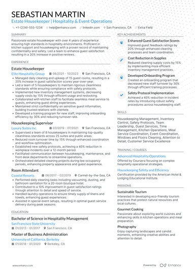 27 Housekeeper Resume Examples & Guide for 2025