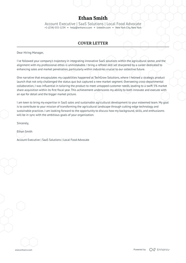 17 Professional Sales Cover Letter Examples and Template for 2025 | Enhancv