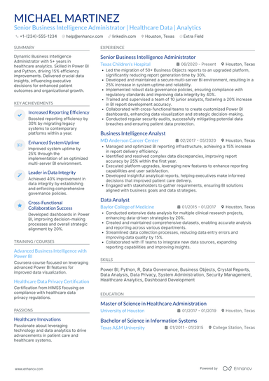 20 Business Intelligence Resume Examples & Guide for 2025