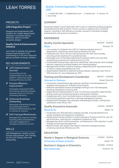 22 Quality Control Resume Examples & Guide for 2025