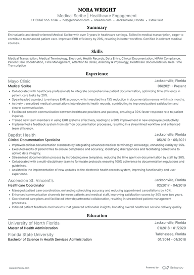 15 Medical Scribe Resume Examples & Guide for 2025