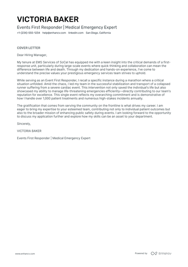 5 Professional EMT Cover Letter Examples and Template for 2025 | Enhancv