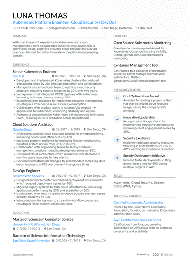 17 Kubernetes Resume Examples & Guide for 2025