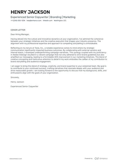 8 Professional Copywriter Cover Letter Examples and Template for 2025 ...