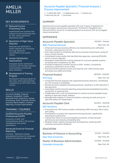 21 Accounts Payable Resume Examples & Guide for 2025