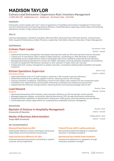 18 Dishwasher Resume Examples & Guide for 2025