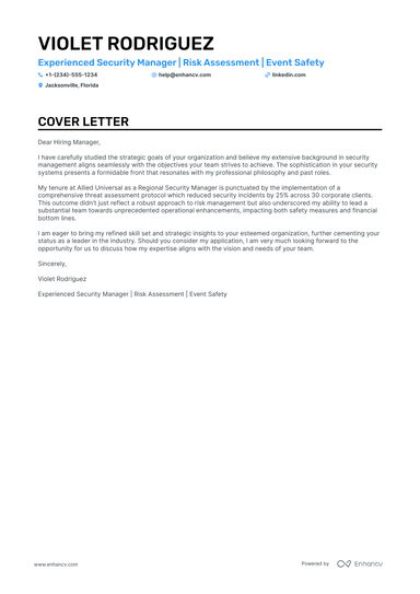 3 Professional Security Manager Cover Letter Examples and Template for ...