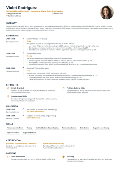 9 Mechanic Resume Examples & Guide for 2024
