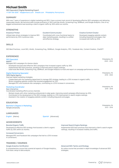 3 SEO Resume Examples & Guide for 2024