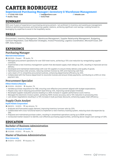10 Purchase Manager Resume Examples That Got Jobs for 2025