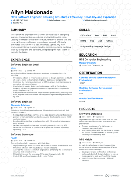 How To Land A Job In Faang Maang Company Resume Tips And Examples