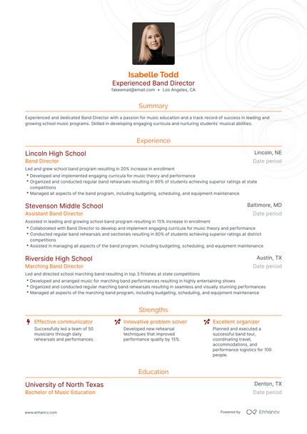 5 Band Director Resume Examples & Guide for 2024