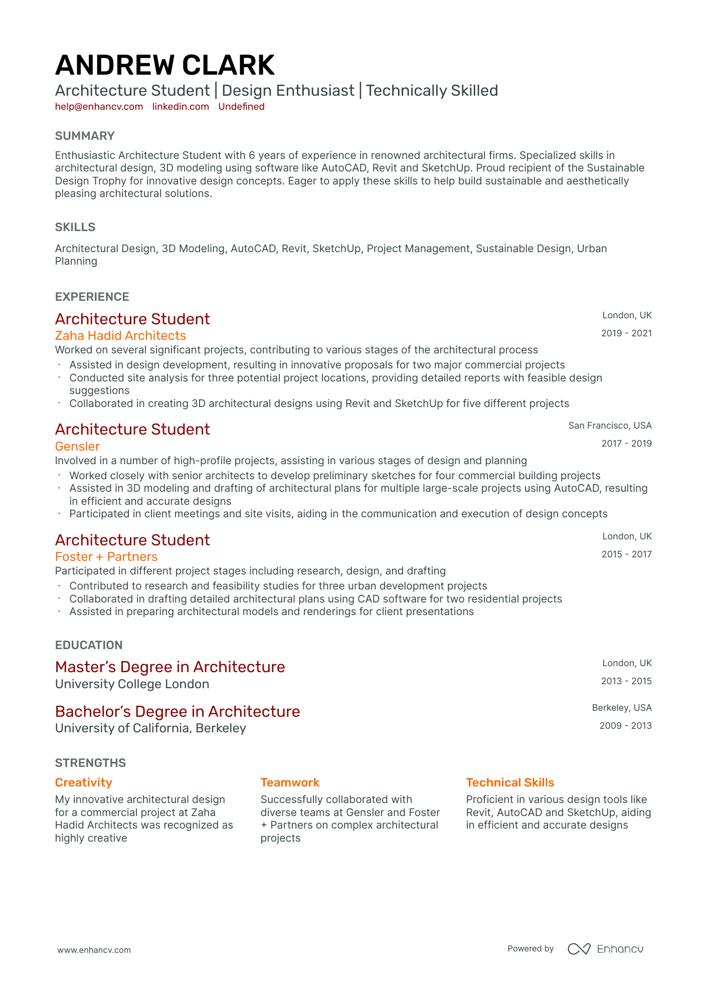 10 Architecture Student Resume Examples & Guide for 2026