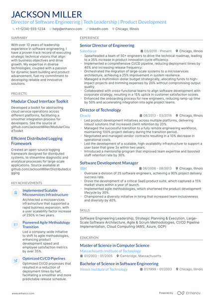 10 Director of Software Engineering Resume Examples & Guide for 2025