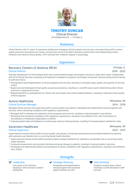 5 Clinical Director Resume Examples & Guide for 2024