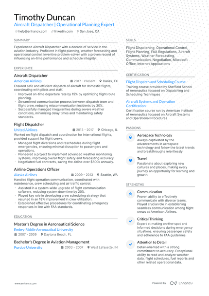 10 Aircraft Dispatcher Resume Examples & Guide for 2026