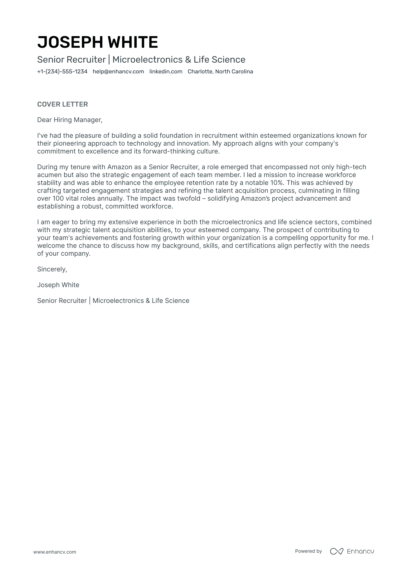 15 Professional Recruiter Cover Letter Examples and Template for 2024 ...