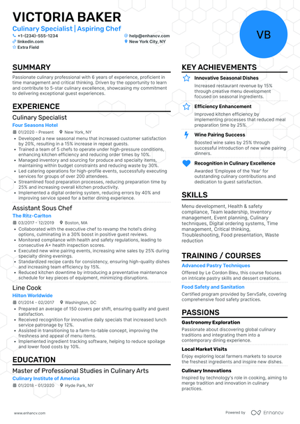 22 Culinary Resume Examples & Guide for 2025