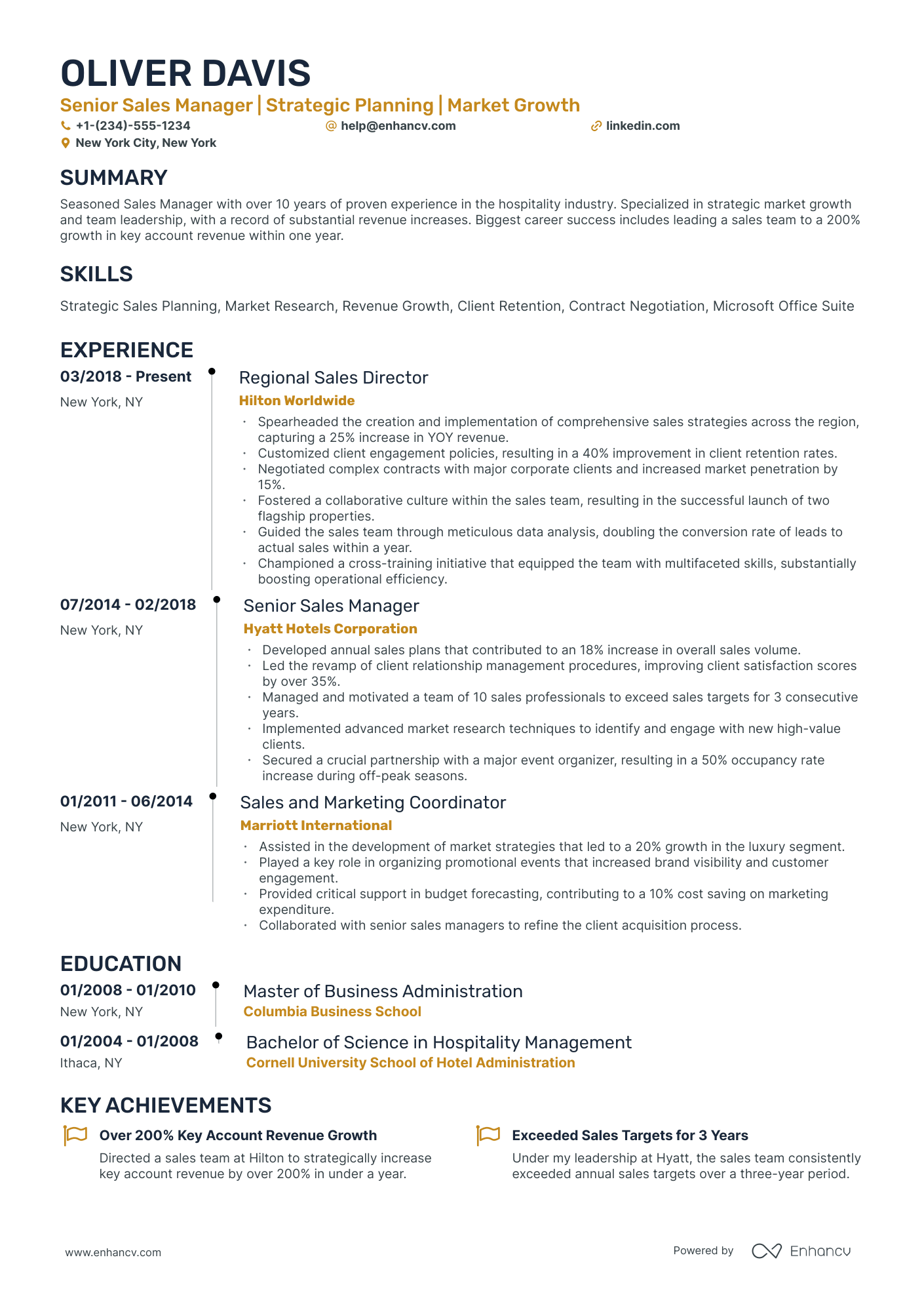 10 Hotel Sales Manager Resume Examples & Guide for 2026