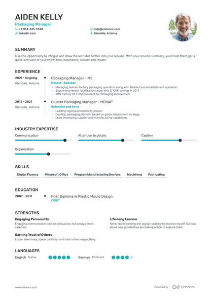 Packaging Manager Resume Examples & Guide for 2023 (Layout, Skills ...