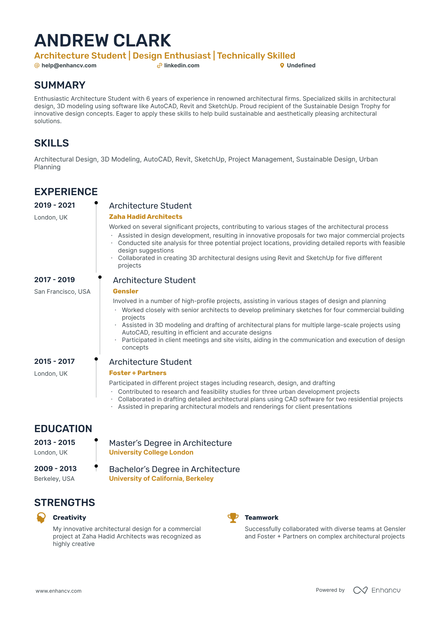 10 Architecture Student Resume Examples & Guide for 2026