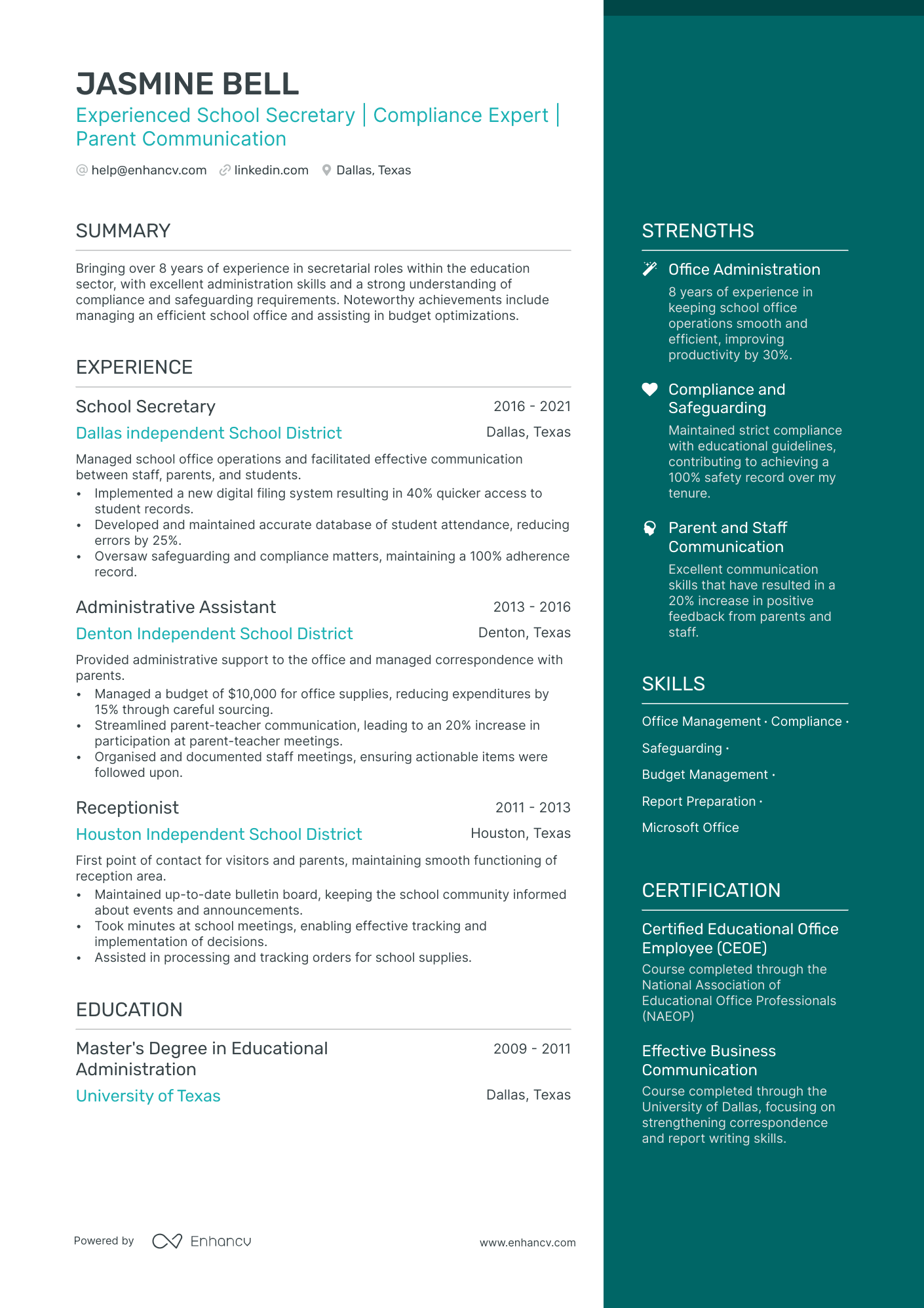 5 School Secretary Resume Examples & Guide for 2024