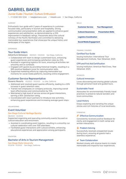 18 Tour Guide Resume Examples & Guide for 2026