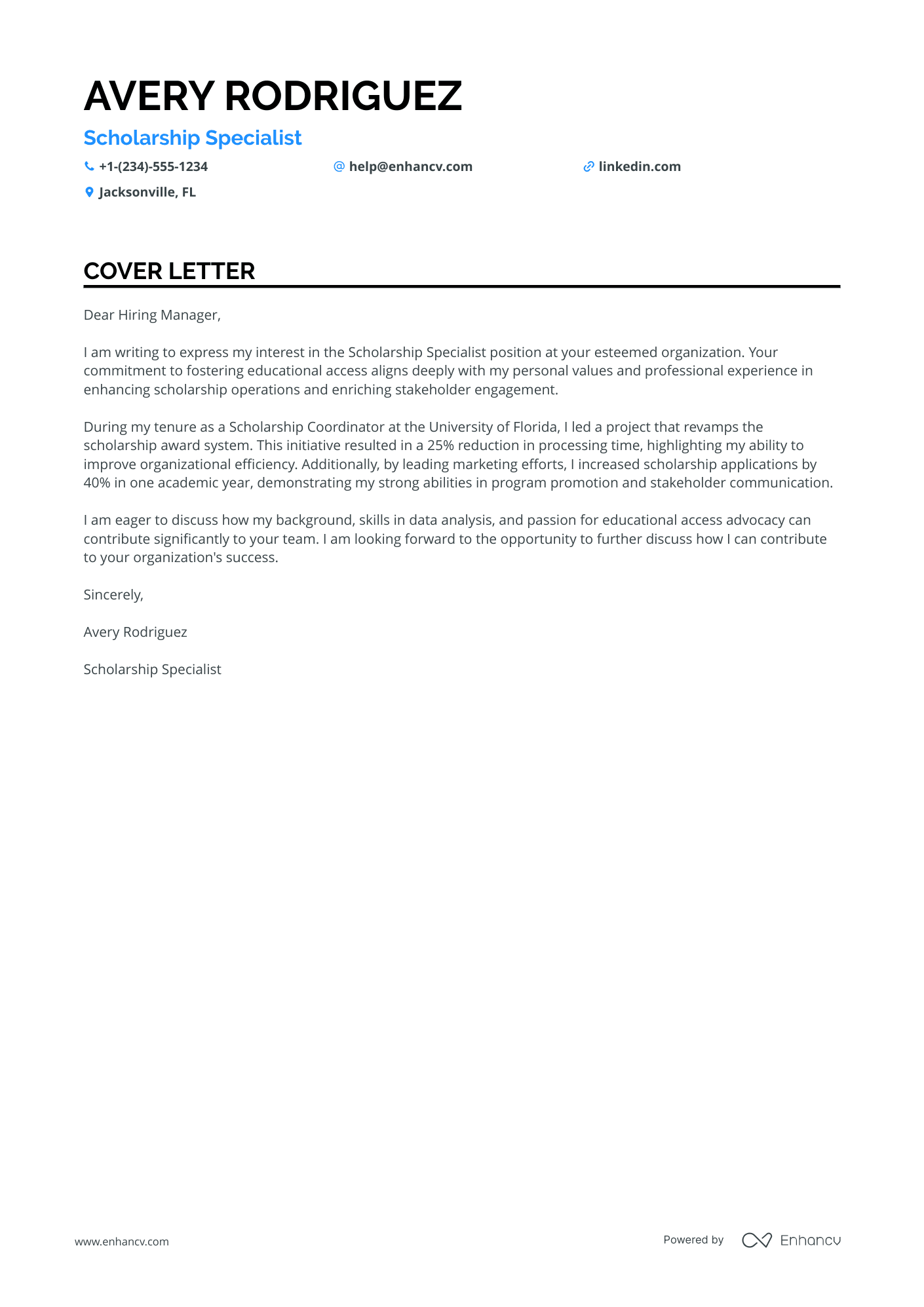 5 Professional Scholarship Cover Letter Examples and Template for 2026 ...