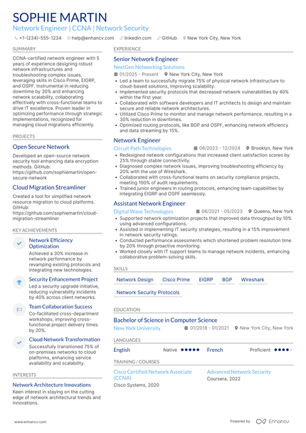 30 Network Engineer Resume Examples & Guide for 2026