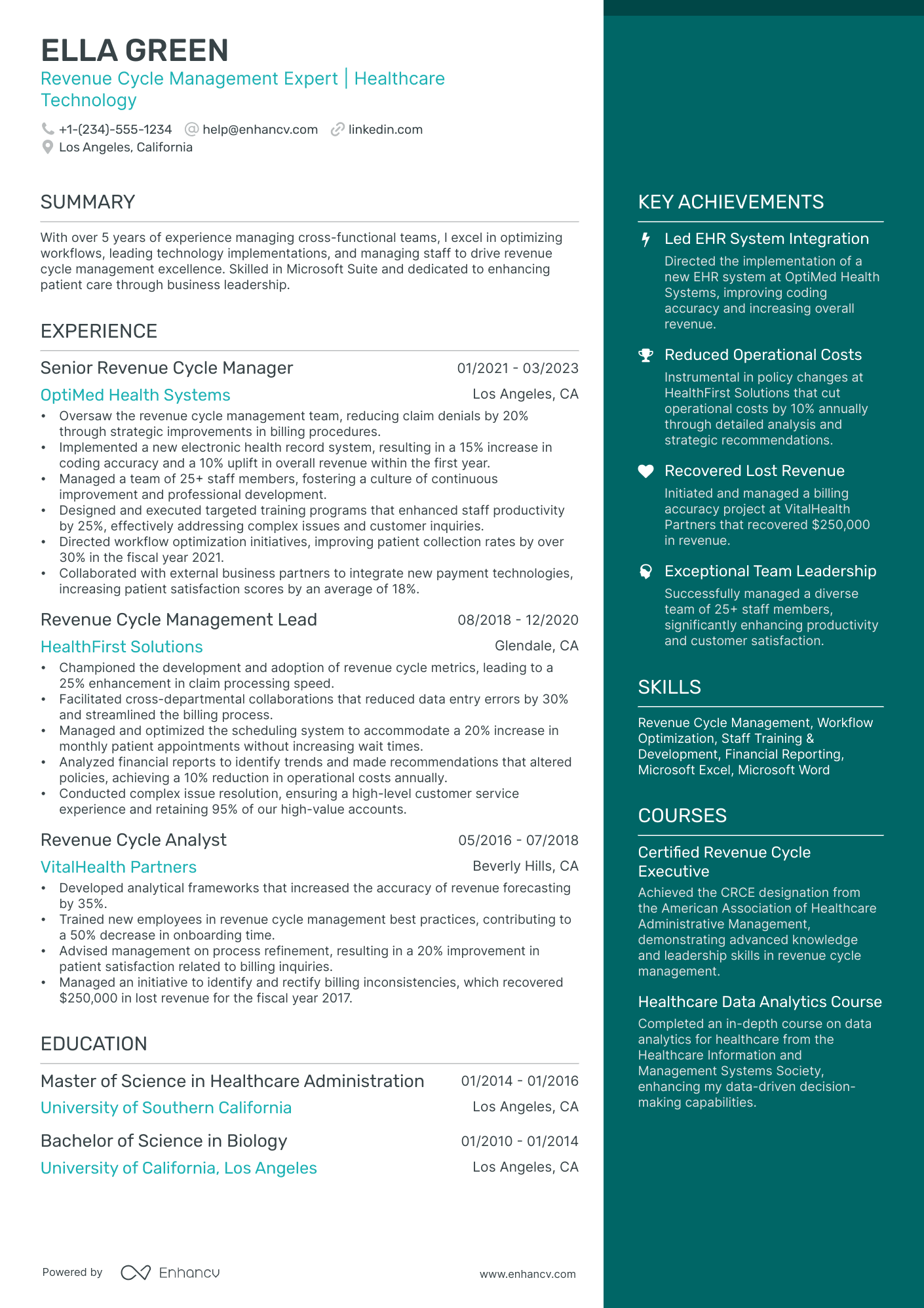 10 Revenue Cycle Manager Resume Examples & Guide for 2026