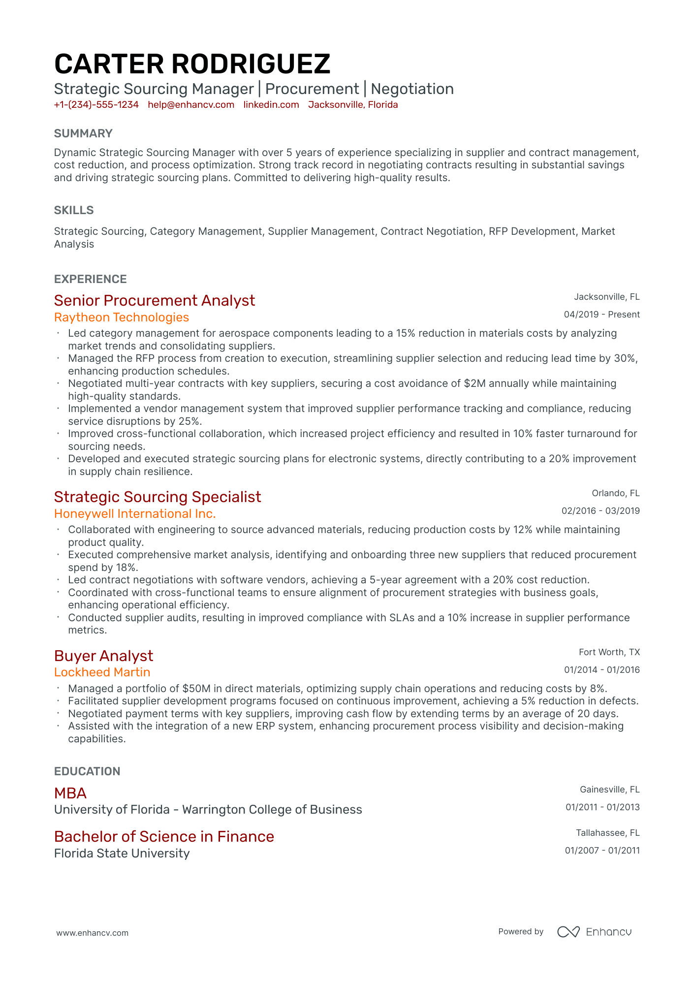 10 Strategic Sourcing Manager Resume Examples & Guide for 2025