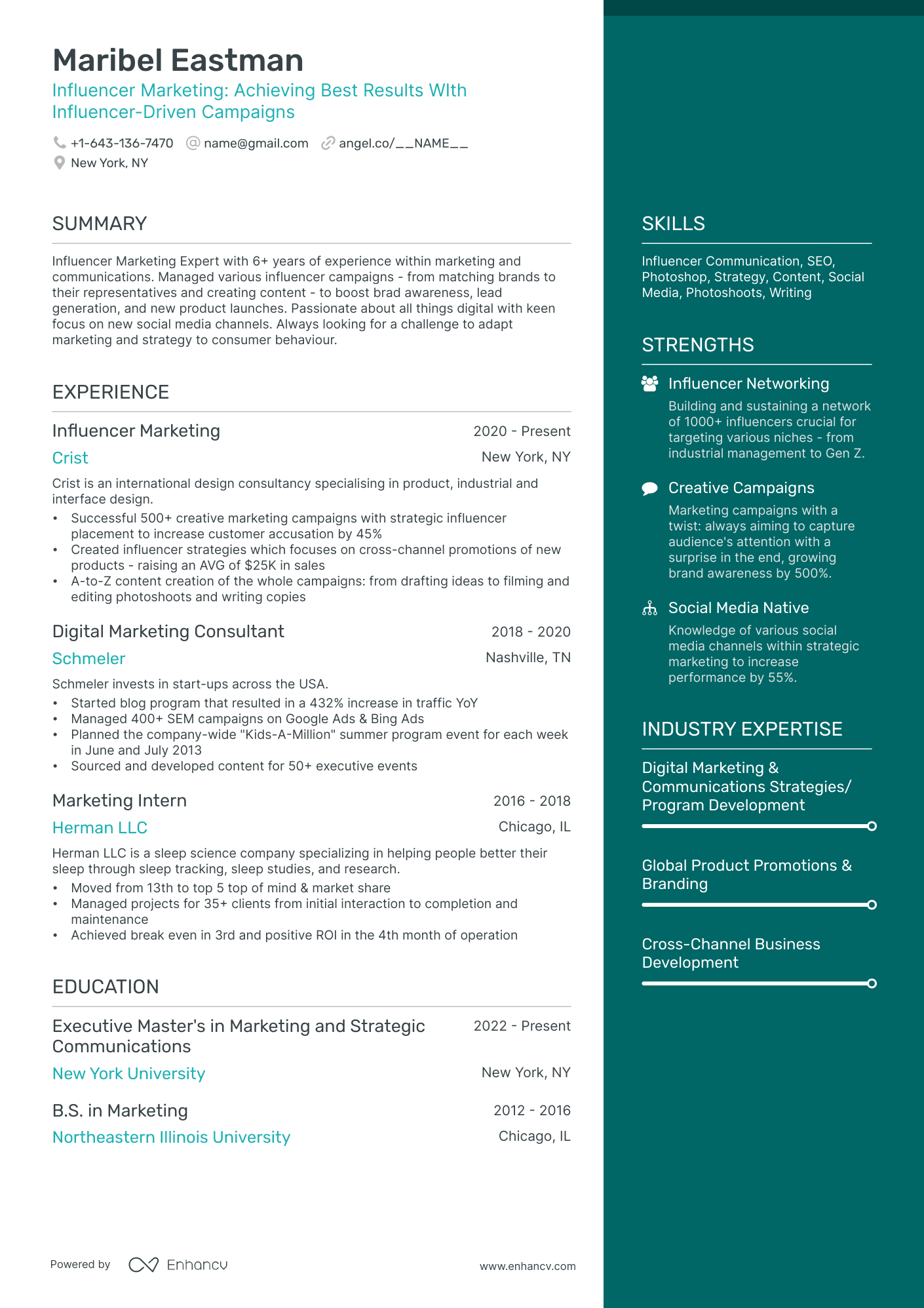 10 Influencer Marketing Resume Examples & Guide for 2025