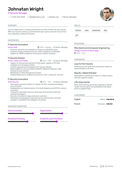 IT Security Manager Resume Examples & Guide for 2023 (Layout, Skills ...