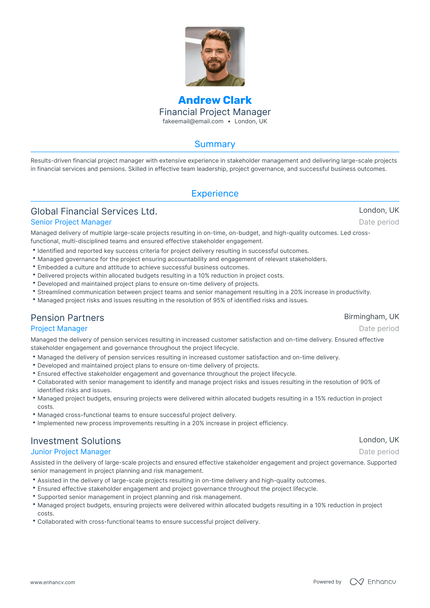 5 Financial Project Manager Resume Examples & Guide for 2024