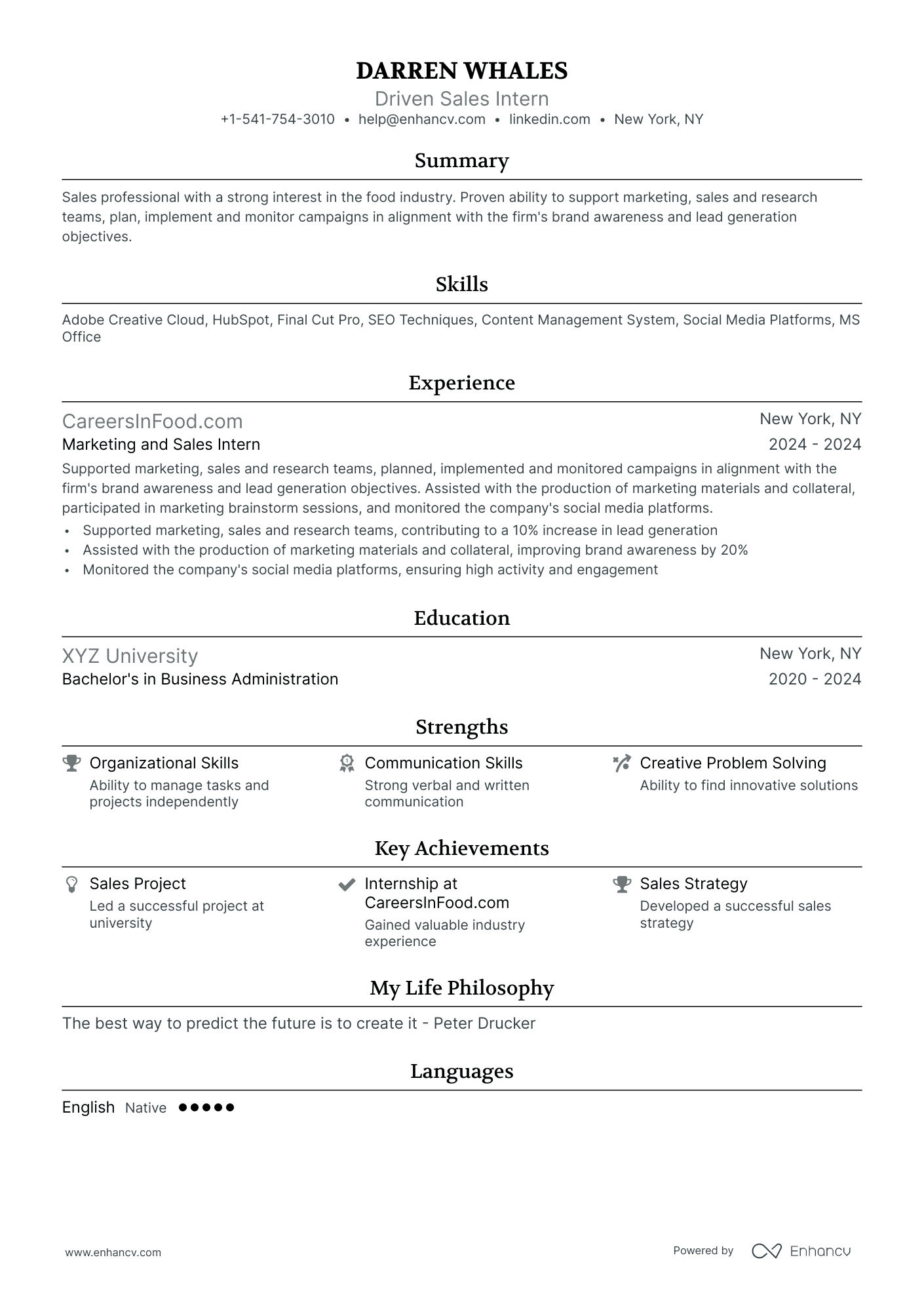 10 Sales Intern Resume Examples & Guide for 2025