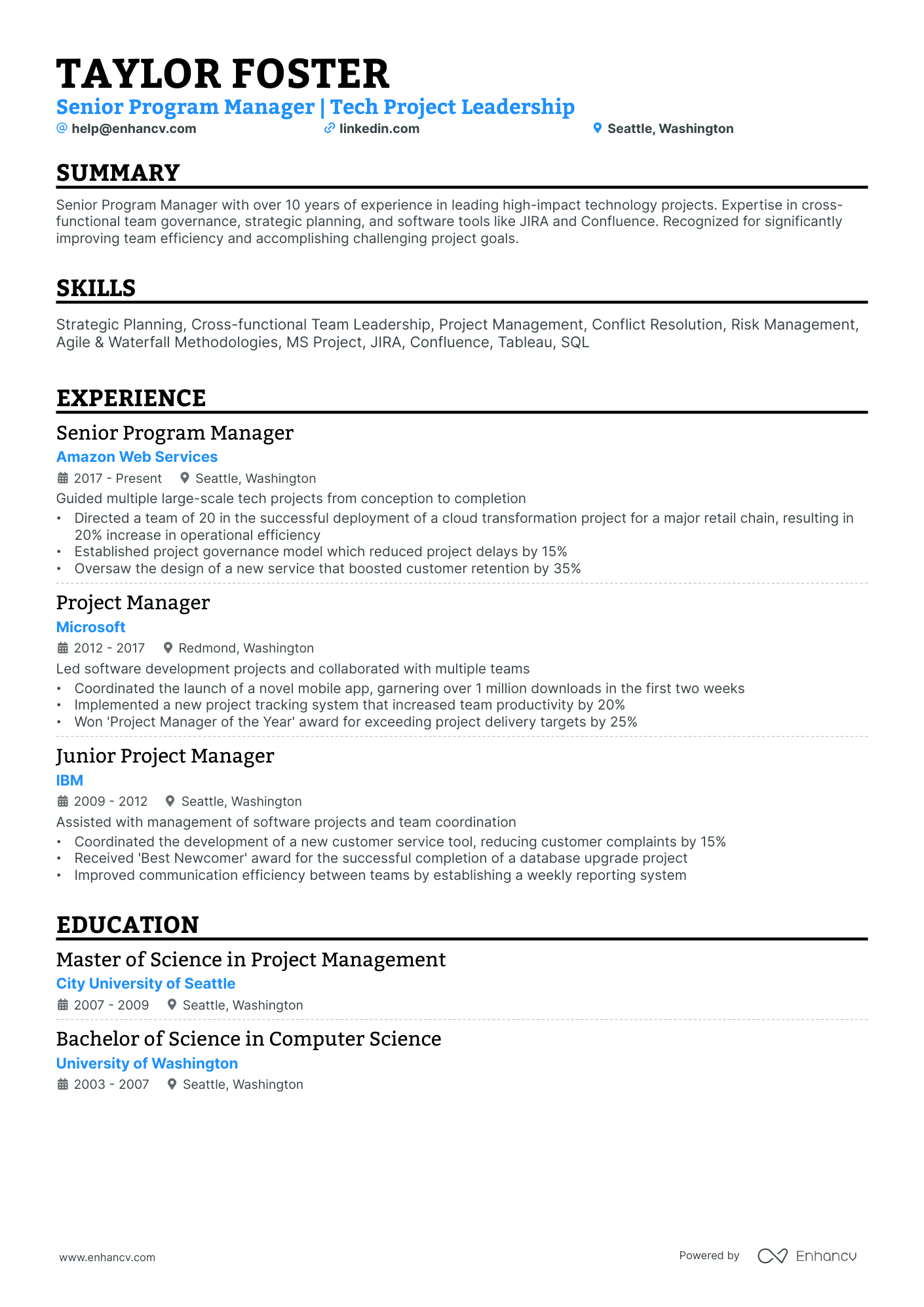 10 Senior Program Manager Resume Examples & Guide for 2026