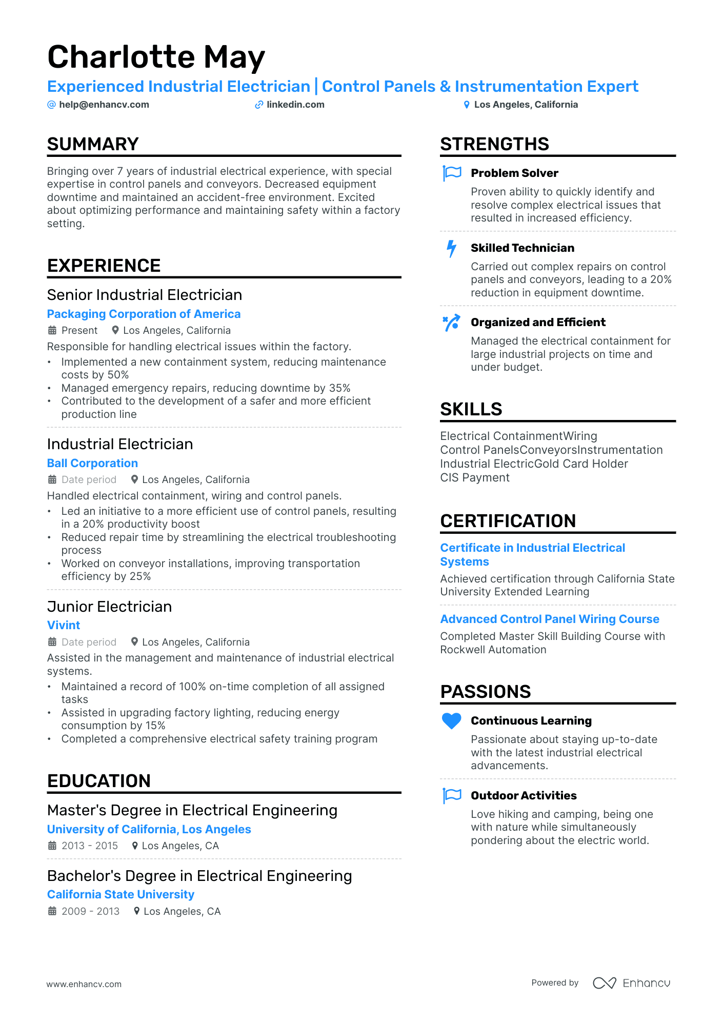 5 Electrician Resume Examples & Guide for 2024
