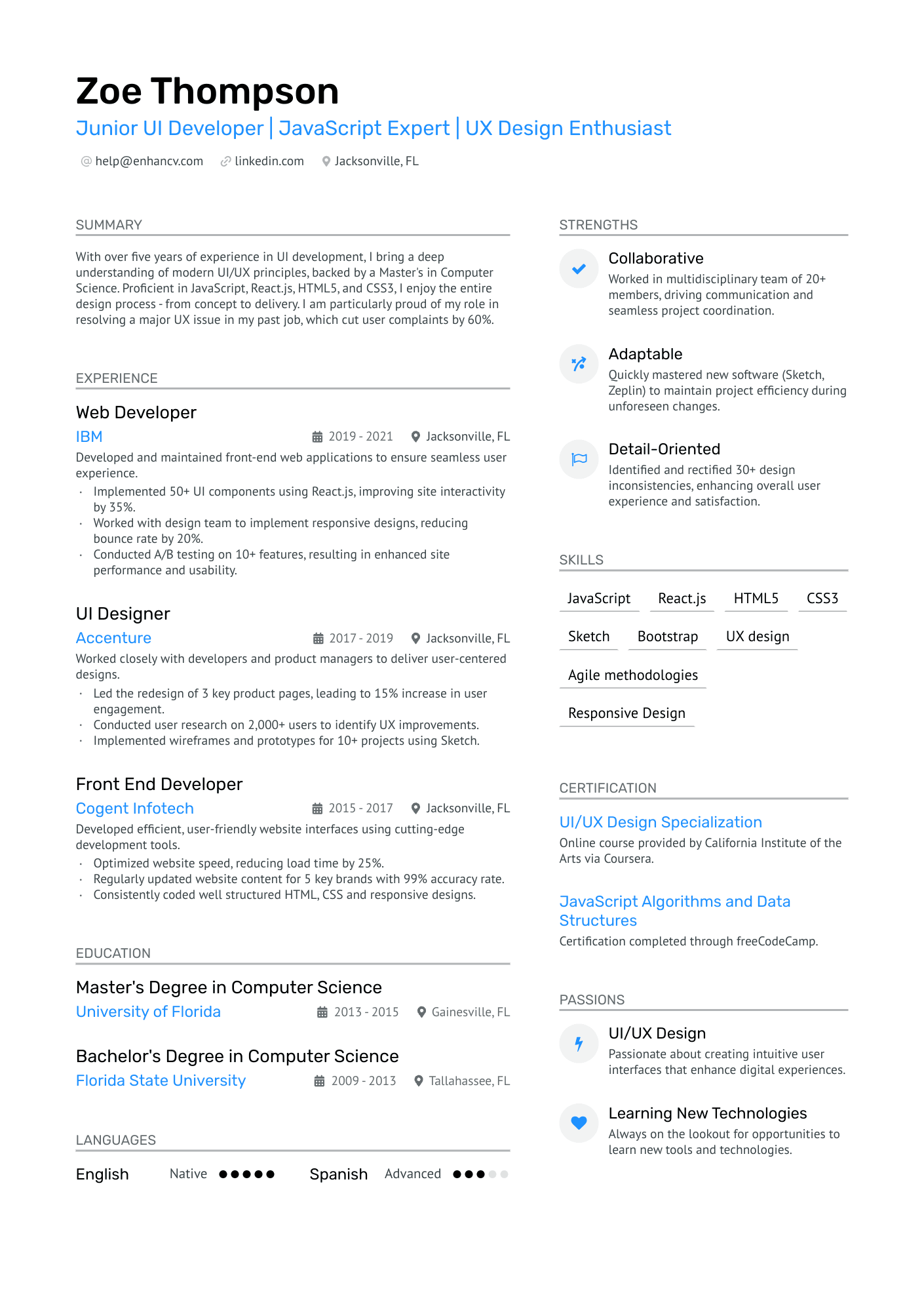 10 UI Developer Resume Examples & Guide for 2025
