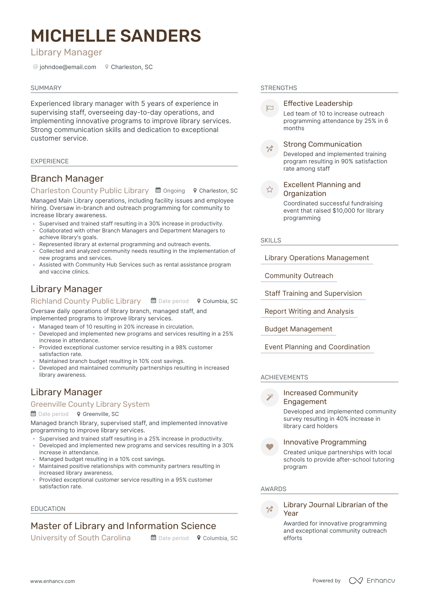 5 Library Manager Resume Examples & Guide for 2023